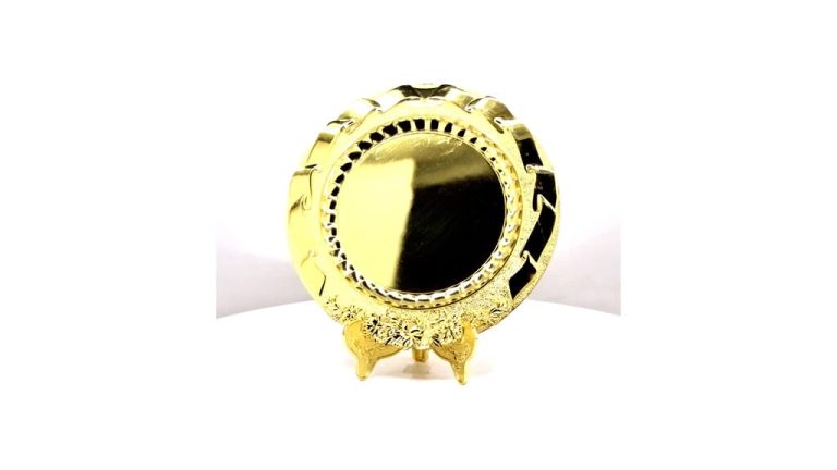 Metal Golden Round Disc Memento Size 8 Inch GC TRO 2304 Gold - Gift Centre